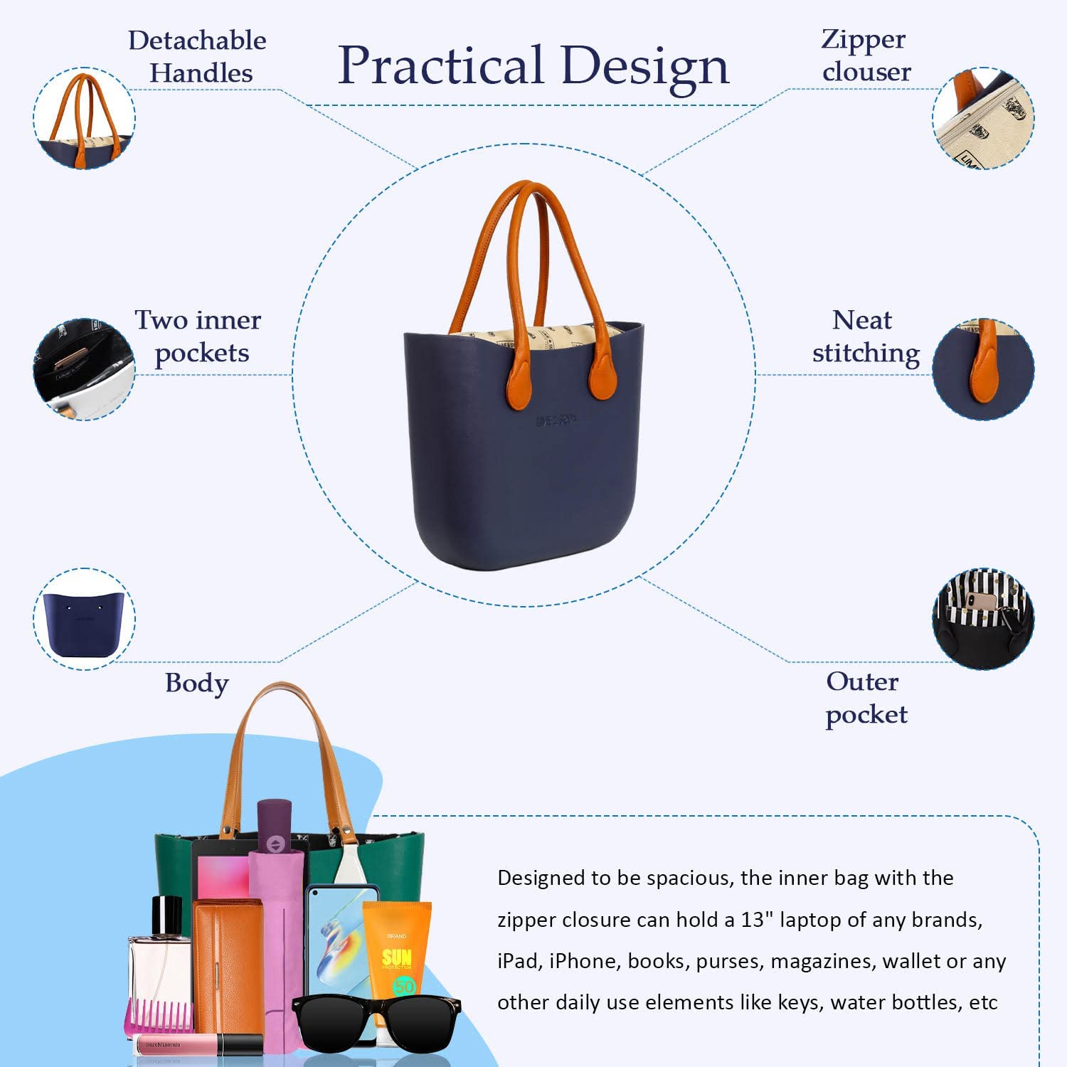 LIME AND SODA Women's Fashion Eva handbag - Mix and Match - Blue