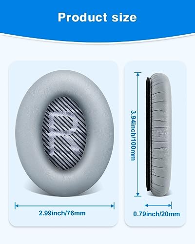 Link Dream Replacement Ear Cushions for Bose Quiet Comfort 35 Soft Protein Leather Replacement Ear Pad for Bose QC 35/25 / 15 QC2 / Ae2 / Ae2i / Ae2W / Sound Link/Sound True (Light Grey)