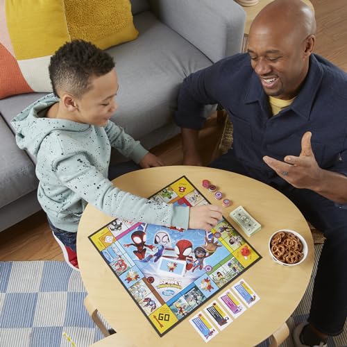 Hasbro Gaming Monopoly Junior: Marvel Spidey and His Amazing Friends Edition Board Game for Kids Ages 5+,with Artwork from The Animated Series,Kids Board Games
