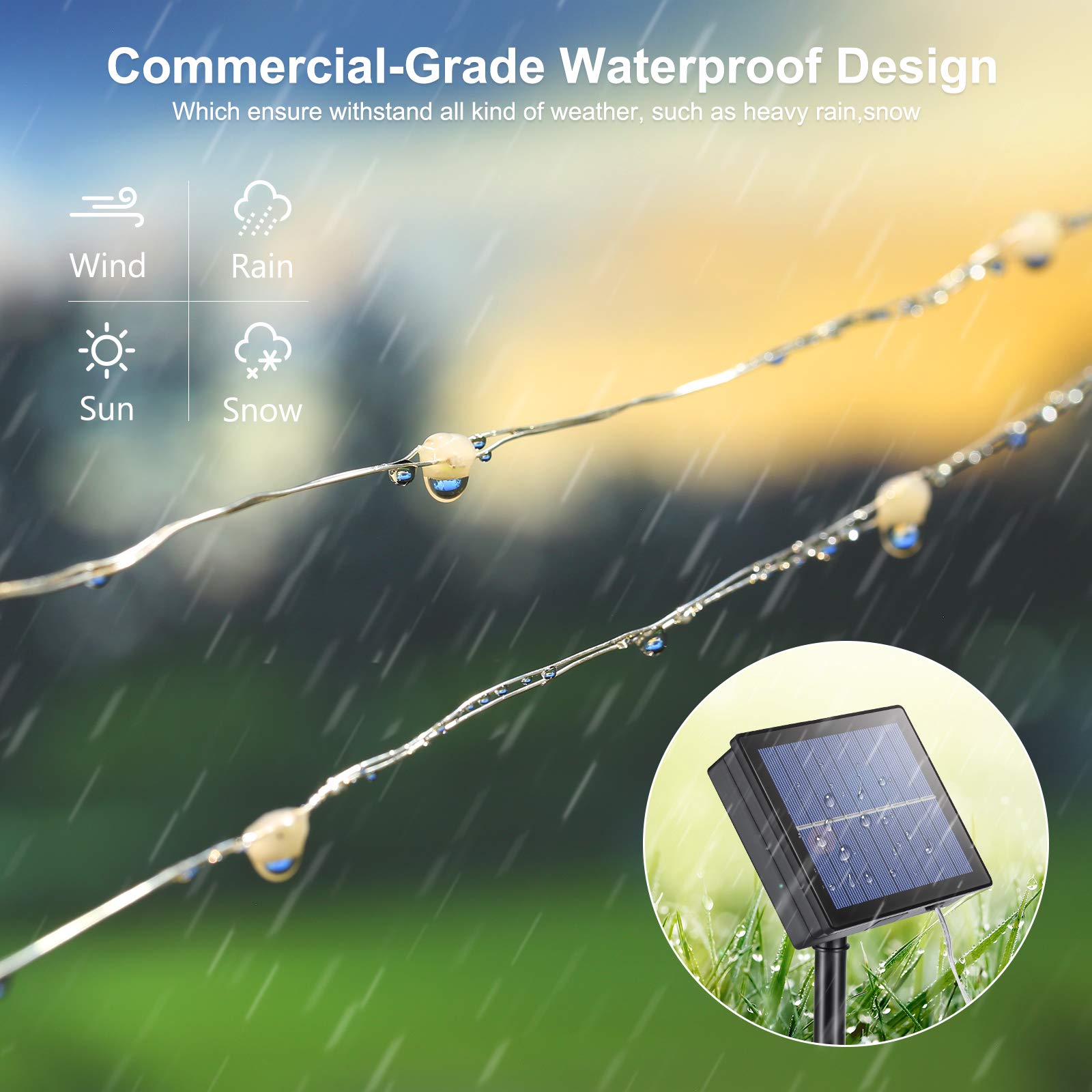 Joomer Solar String Lights Outdoor Waterproof, 2 Pack Extra-Long 72ft 200 LED Solar Fairy Lights with 8 Modes, Copper Wire Solar Lights Outdoor for Tree, Patio, Garden, Party Decoration(White)