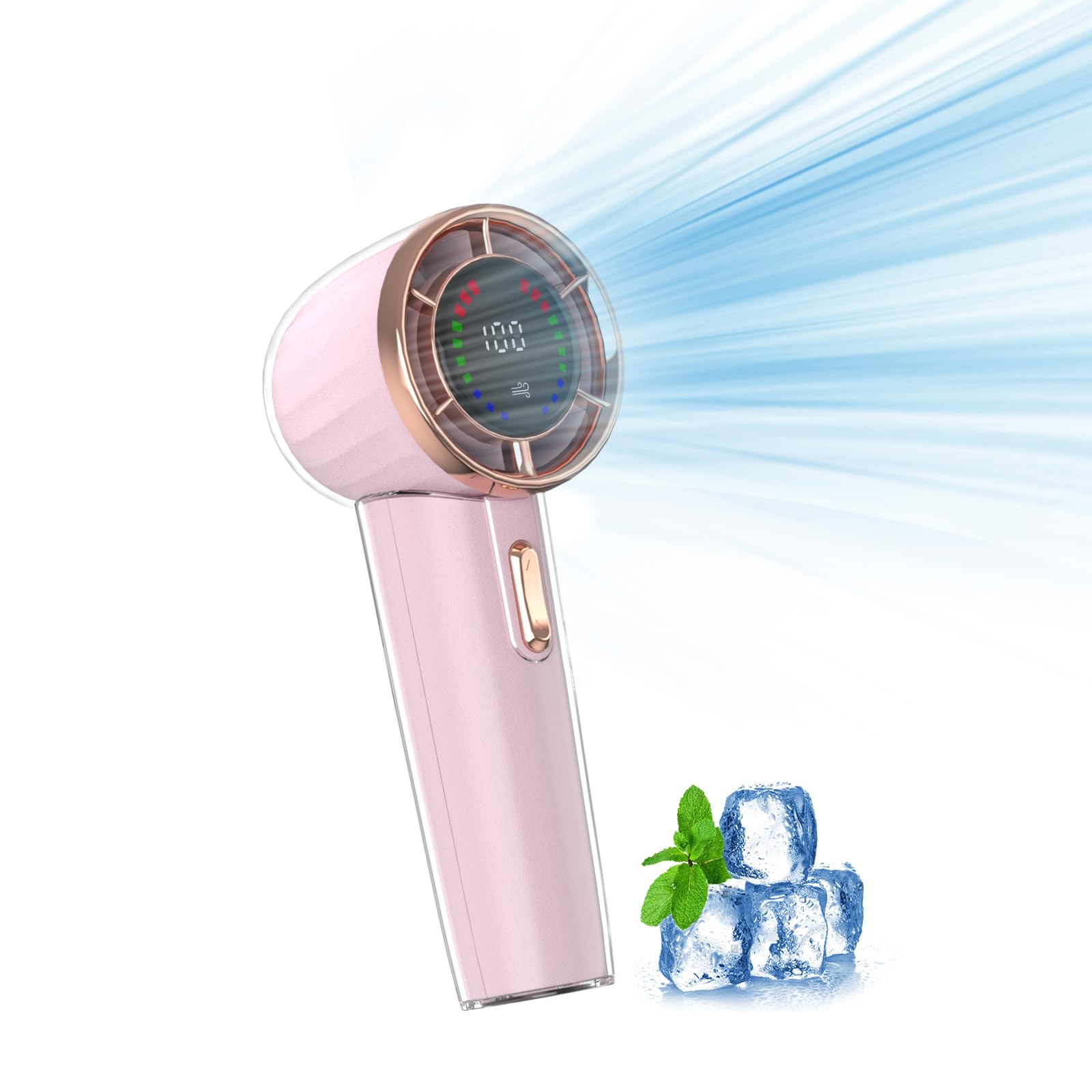 COMDDRE Portable Handheld Fan, 100 Speeds Adjustable Mini Fan with LED Display, 3500mAh Battery Rechargeable Personal Fan for Travel/Outdoor/Gift/Makeup (Pink)