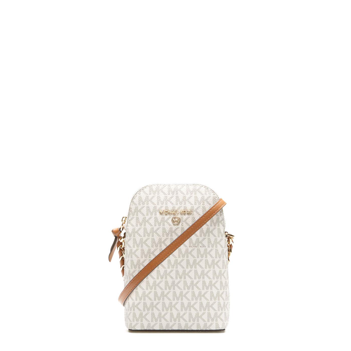 Michael Kors Jet Set Charm Small North/South Chain Phone Crossbody Vanilla/Acorn One Size