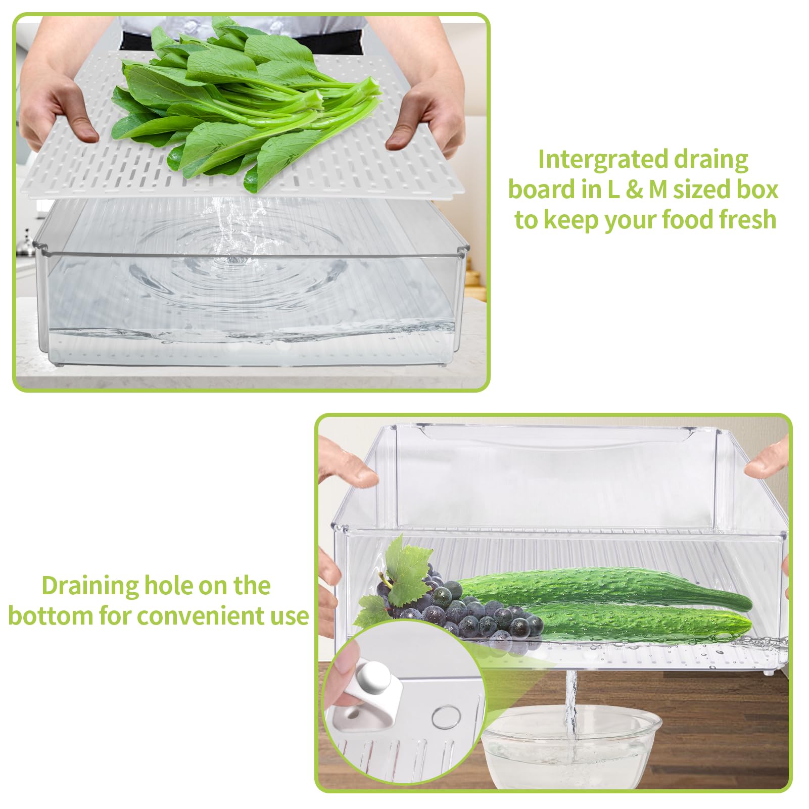 CAIROCK Set of 10 Fridge Organizer Bins with Lids Refrigerator Organizing Organizer Set Fridge Organization and Storage Containers Freezer Organizer Bins for Fruit Vegetable Food