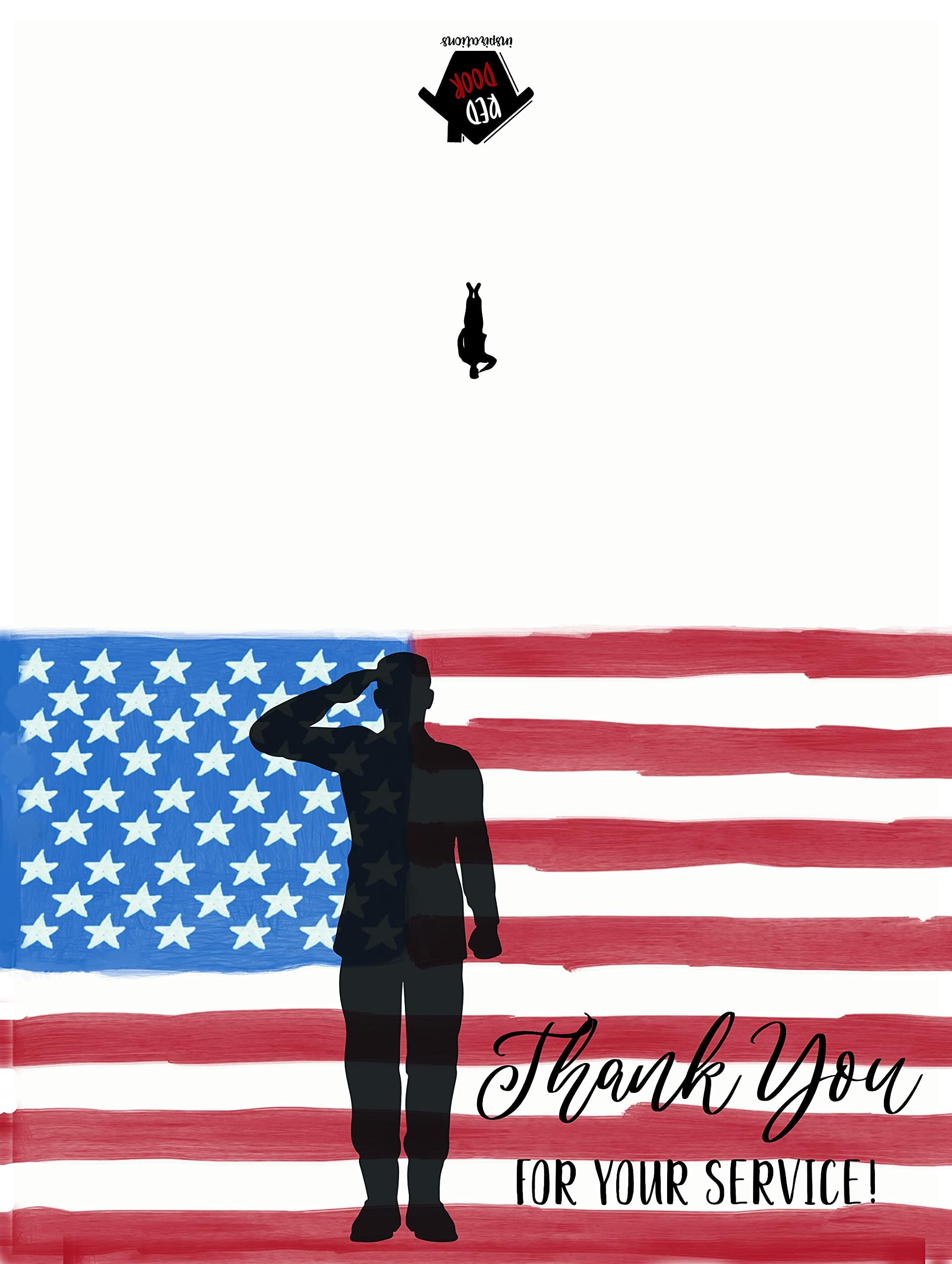 Red Door Inspirations Memorial Day, July 4th Independence Day, Veteran's Day, Military Appreciation Note Cards, 20 pack includes cards and envelopes (Military Appreciation)