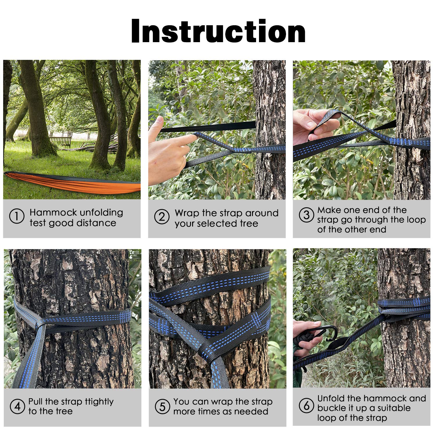 Camping Hammock, Double & Single Hammock with Bug Net/Mosquito, with Travel Portable Tree Straps and Carabiners, Easy Assembly, Lightweight Parachute Nylon Hammocks for Backpacking, Beach, Hiking