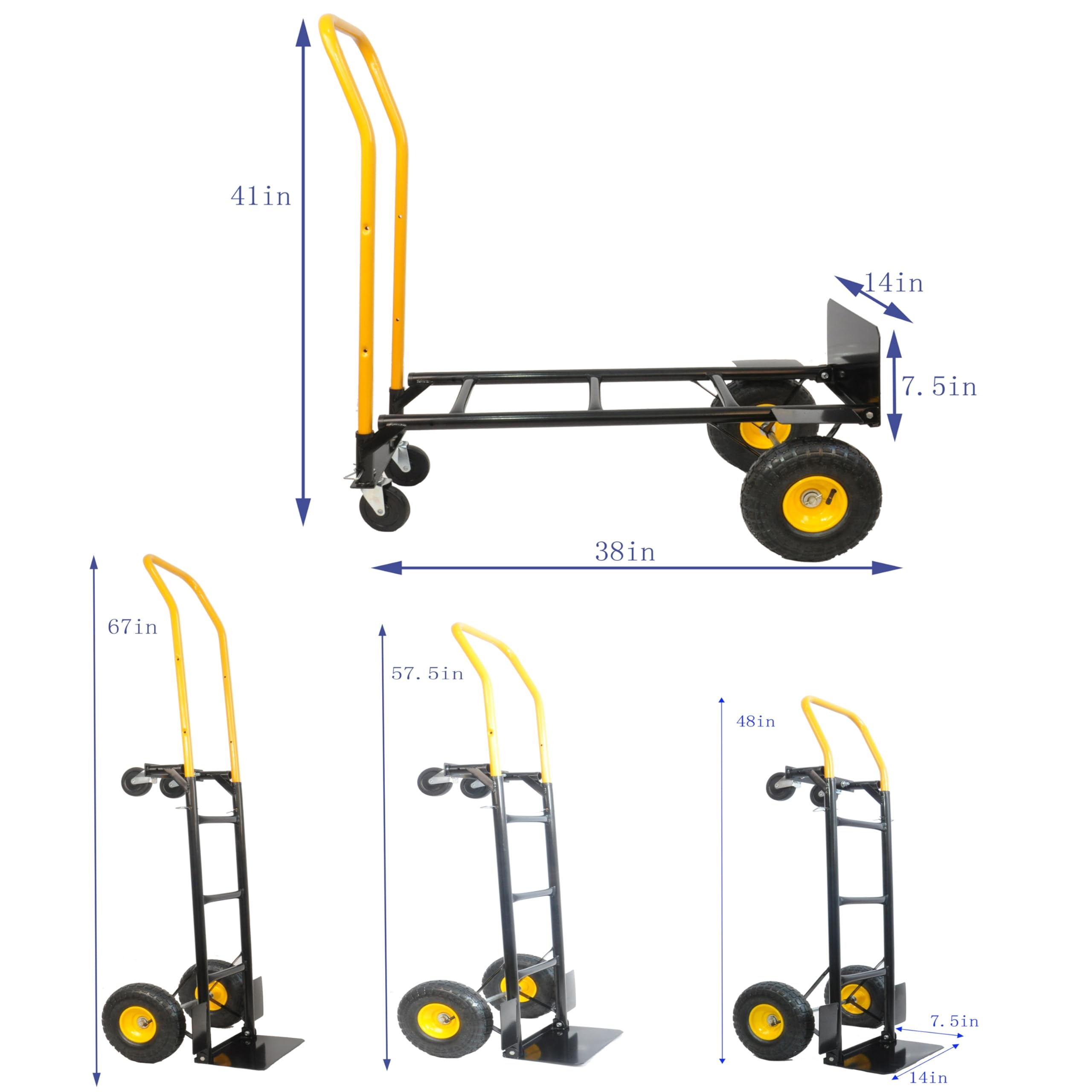 Convertible Hand Truck 2-in-1 Foldable Handcart, Large Capacity Portable Foldable Handcart, Foldable Handcart with Telescopic Handle, Foldable Handcart with Wheels, Foldable Mobile Handcart