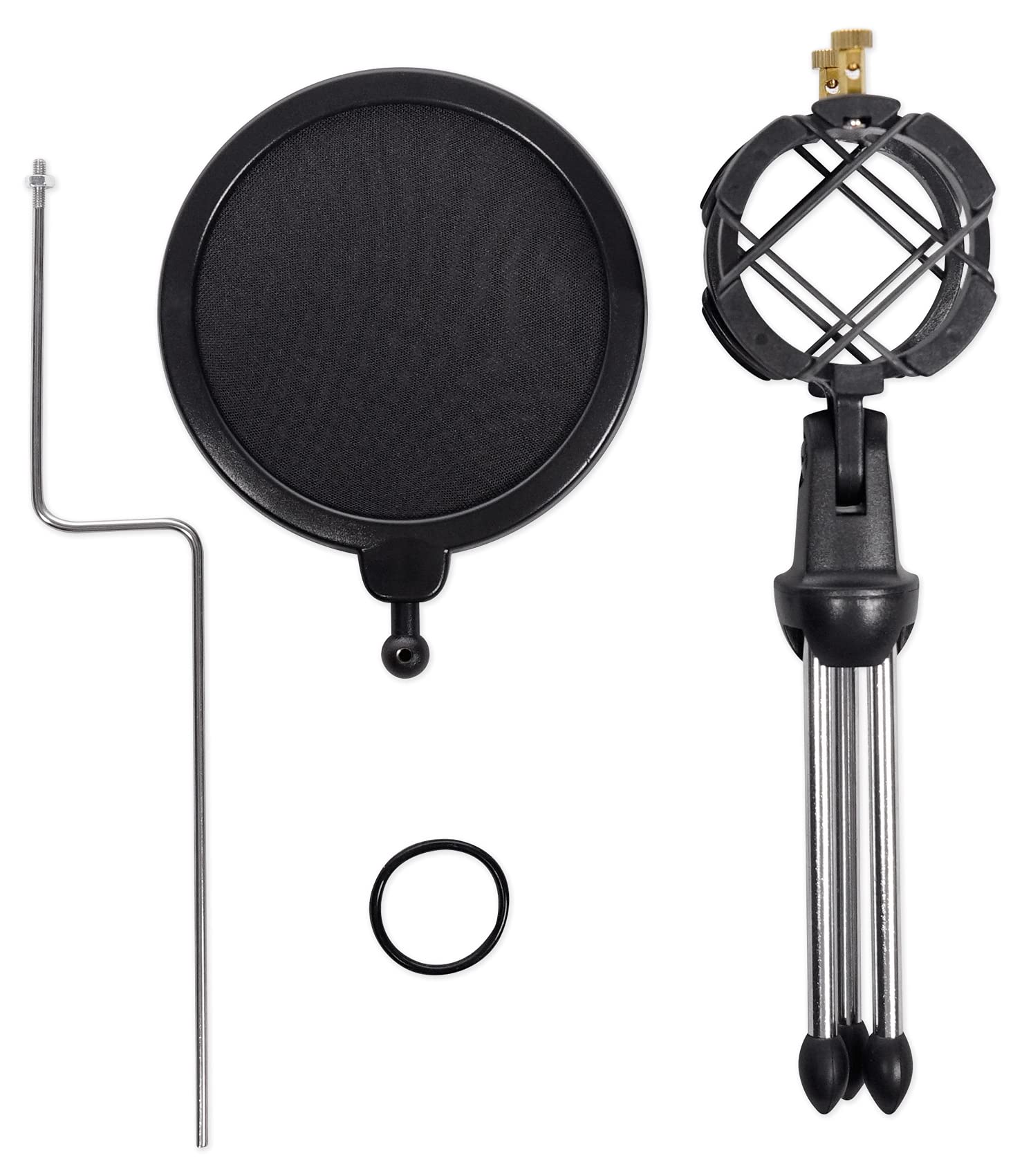 Rockville RTMS21 Desktop Tripod Microphone Stand with Pop Filter + Shock Mount