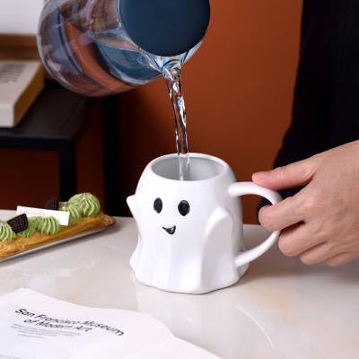 Ceramic Ghost Mug | Halloween Mug | Cute Ghostface CoffeeMug | Novelty Ceramic Coffee Cup with Handle| Perfect for Halloween Decor and Best Gifts for Coffee Lover, 14.9 FL OZ