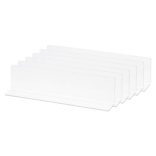 MECCANIXITY L Type Shelf Dividers, PVC Clear Closet Shelf Separator Organizer Clapboard for Kitchen Cabinet Bookcase Office Supermarket 25 x 3 x 6cm Pack of 6