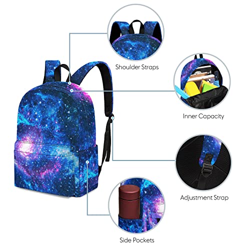 Galaxy Backpack Set Girls Boys Lightweight Bookbag with Insulated Lunch Bag for Travel Camping Outdoor Sport