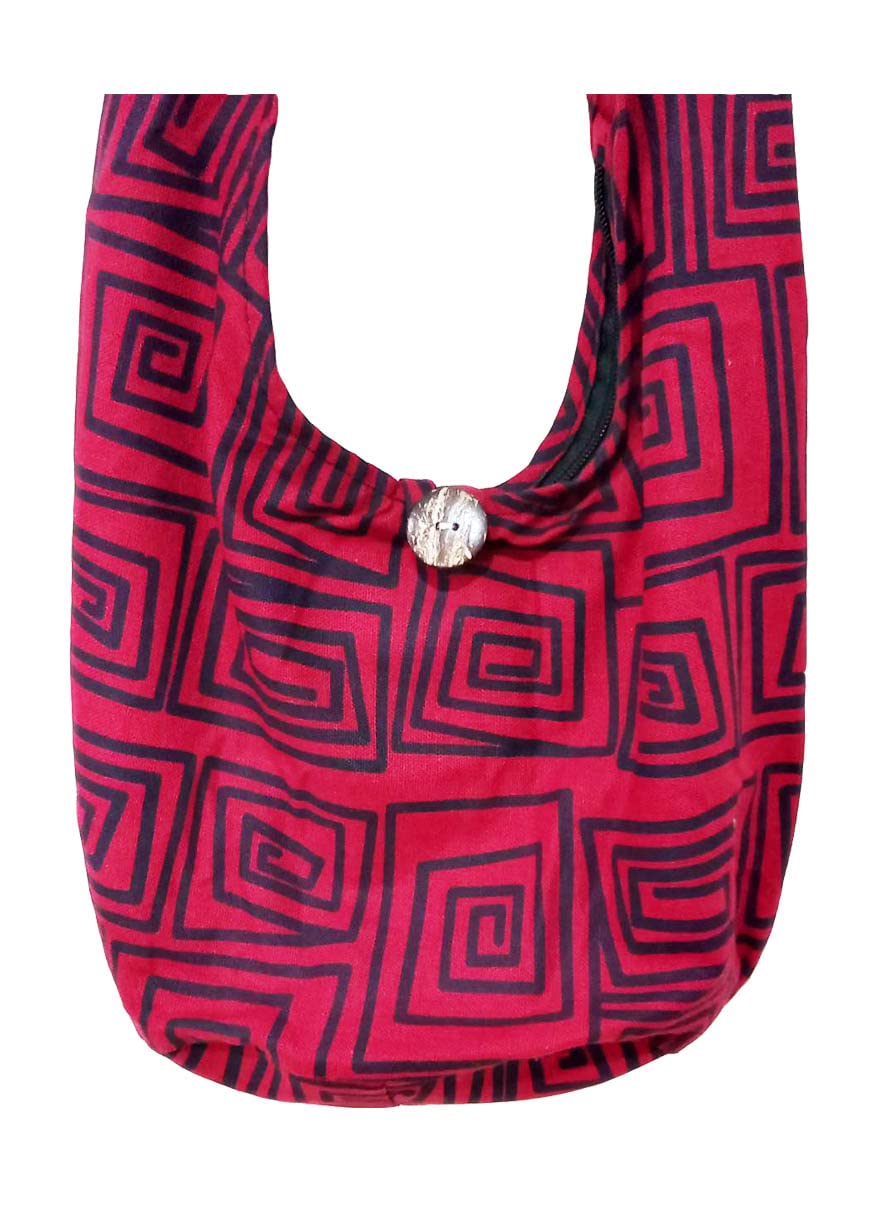 Lovely Creations's Hippie Boho New Elephant Crossbody Bohemian Gypsy Sling Shoulder Bag"Small" Size (Square Red)