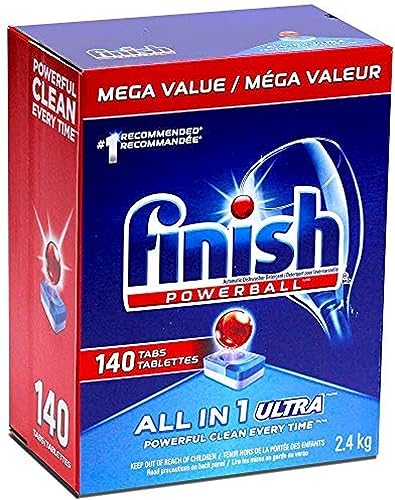 Finish Powerball Automatic Dishwasher Detergent, All in 1 Ultra Powerful Clean, 2.4 KG - 140 Tabs