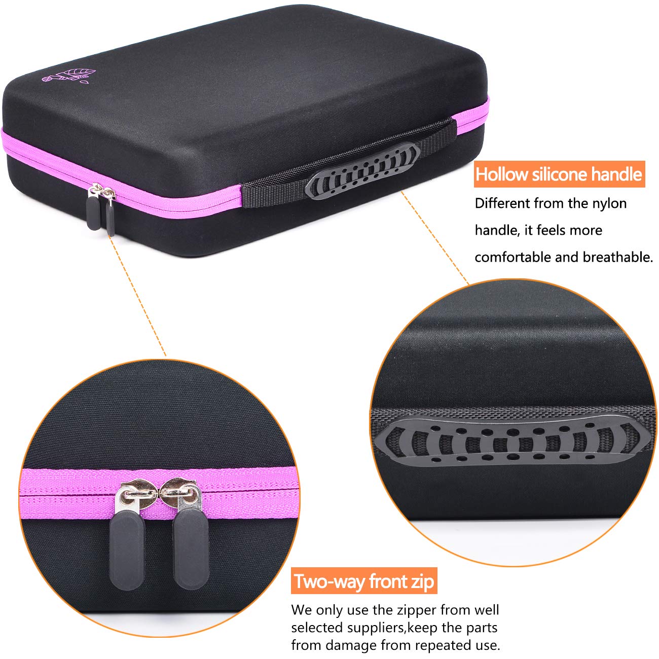 BES CHAN Essential Oil Carrying Organizer Storage Case for 70 Roller Bottles 5/10/15/20ml Small bottles with Free Writable Labels Opener Holds Purple-13.2" Lx9.4 Wx3.7 H