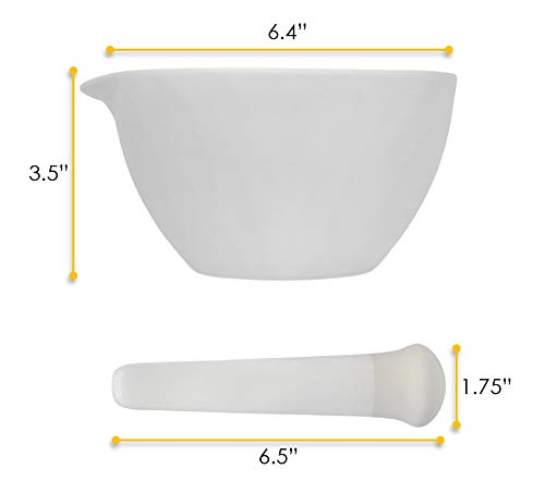 EISCO Porcelain Mortar & Pestle Set, 18oz (550ml) - Unglazed Grinding Surface - Excellent for Kitchen or Laboratory - Grinds Powdered Chemicals, Herbs & Spices - Pill Crusher - White Labs
