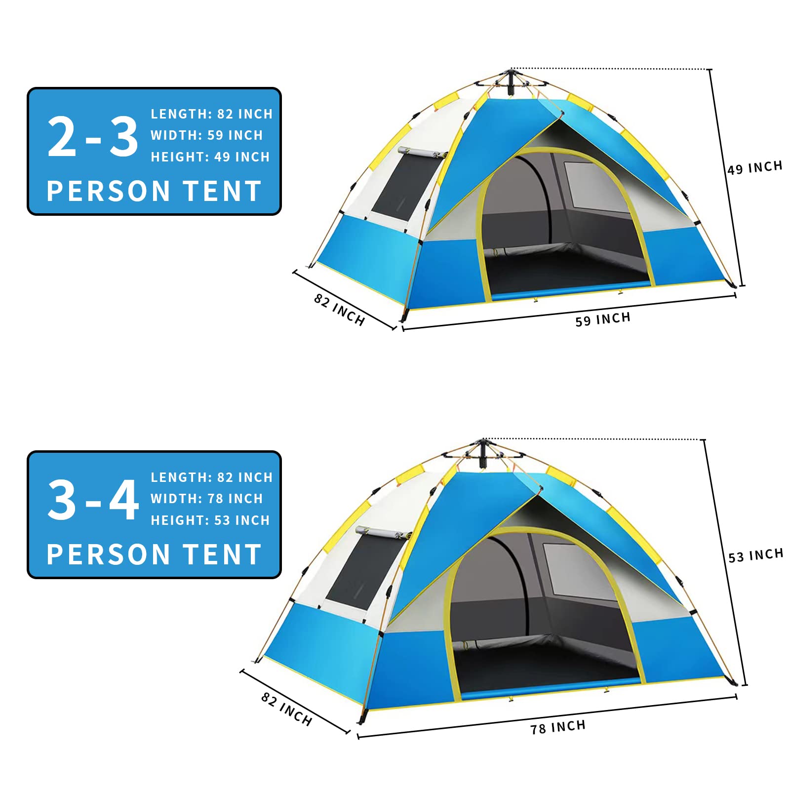 Camping Tent 2/3 Person Family Double Layer Outdoor Camping Tent Waterproof Windproof Suitable for Travel and Party