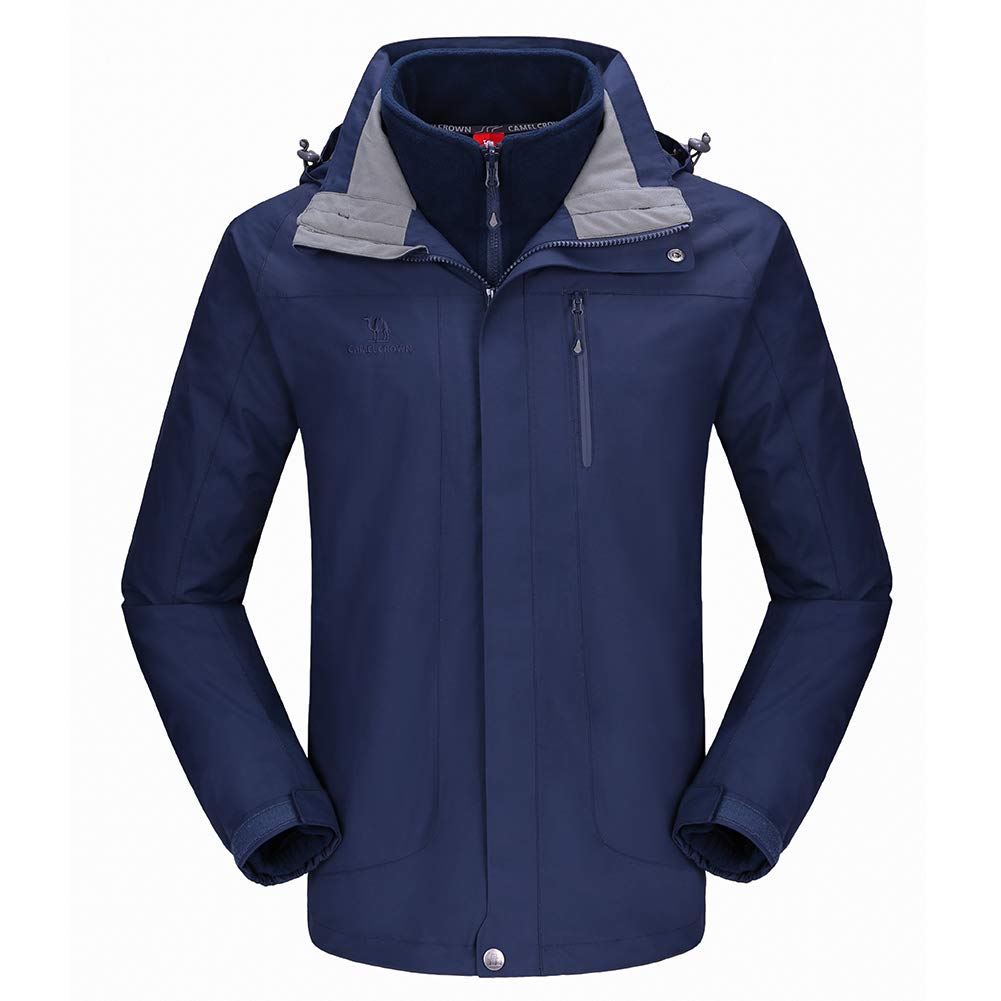 CAMEL CROWN Men’s Ski Jacket 3 in 1 Waterproof Winter Jacket Snow Jacket Windproof Hooded with Inner Warm Fleece Coat
