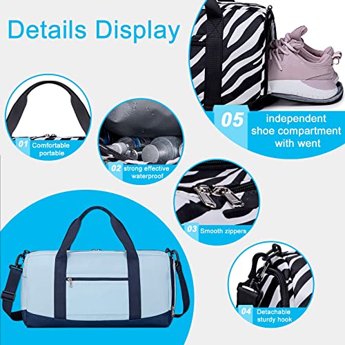 Gym Duffle Bag for Women with Wet Pocket Shoes Compartment Carry On Bag Weekender Overnight Duffel Bag with Shoe Compartment Wet Pocket