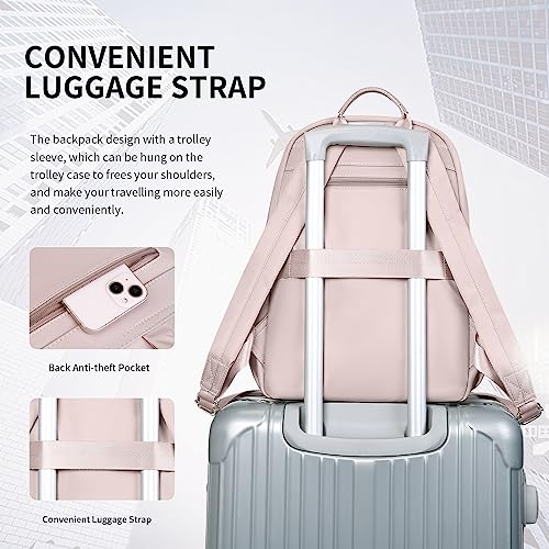 GOLF SUPAGS Laptop Backpack for Women Computer Bag Fits 14 Inch Notebook Travel College Work Backpack Purse (Pink)