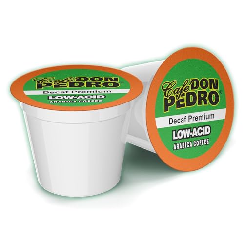 Cafe Don Pedro Decaf Premium Low Acid Coffee Pods - Enjoy Tasty Coffee Without Jitters - Compatible with Keurig K-cup Coffee Maker, 72 count