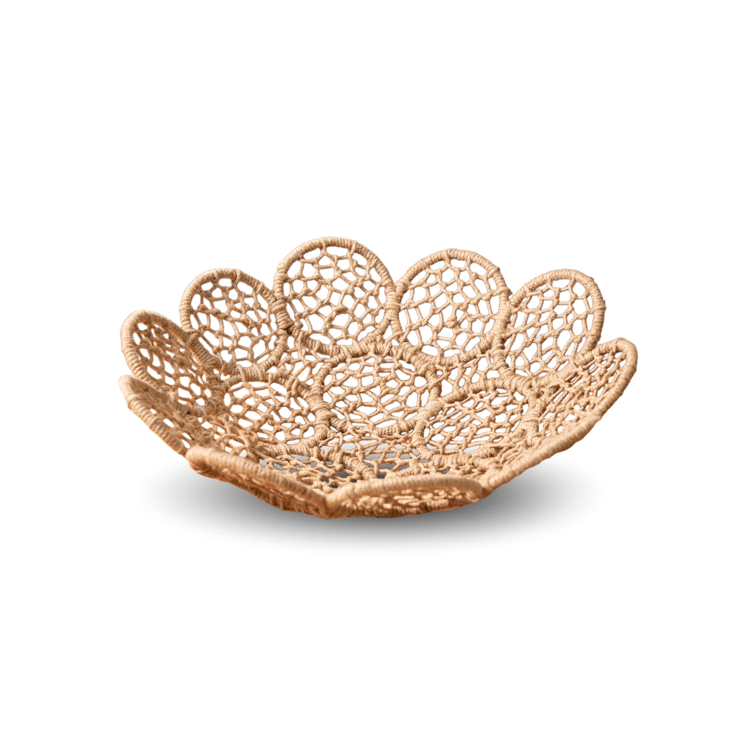 India Handicrafts 18" Jute Flower Shaped Basket With Brown Finish 13236