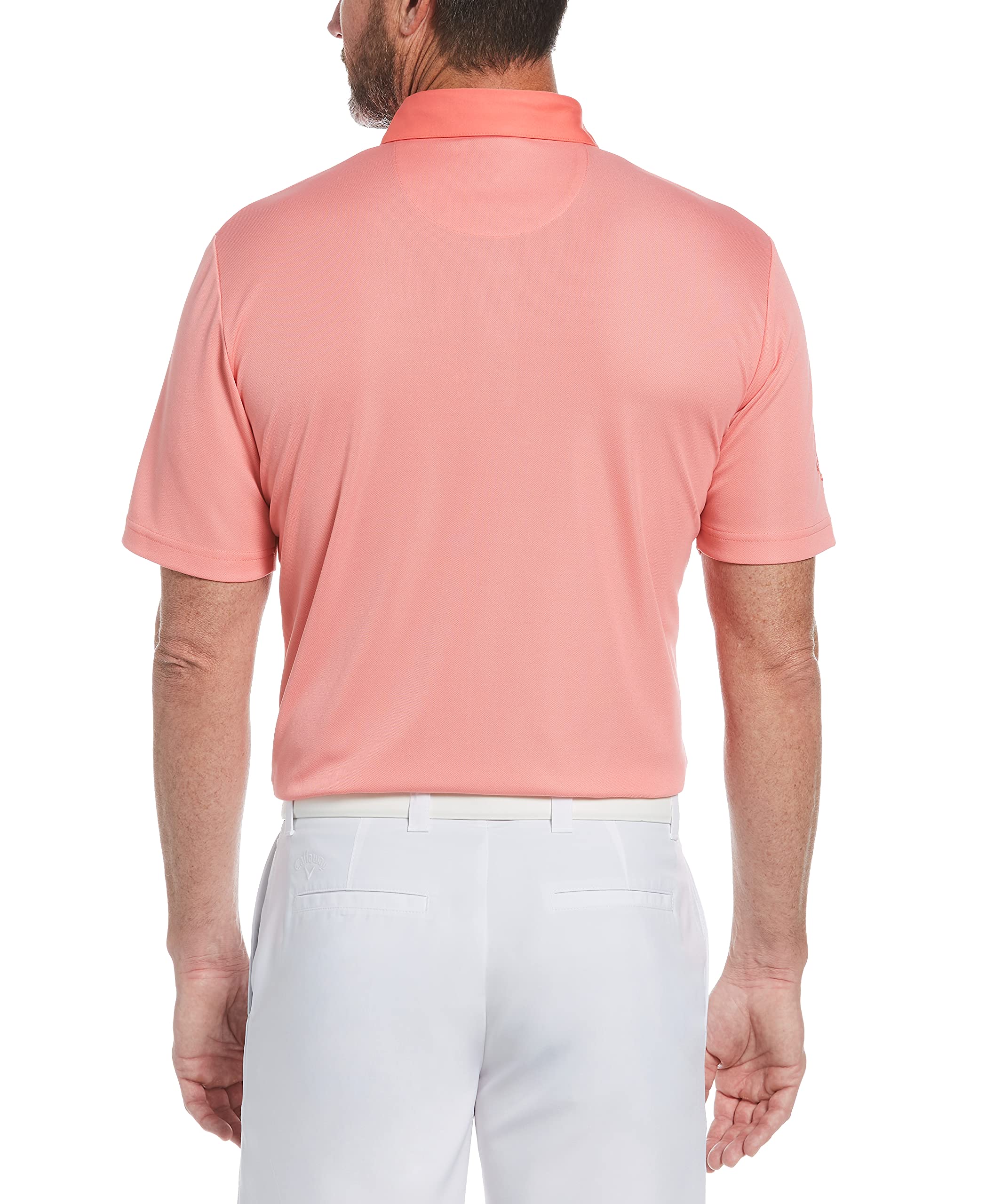 Callaway Men's Yarn Dyed Birdseye Color Block Stripe Short Sleeve Golf Polo Shirt, Dubarry, XX Large