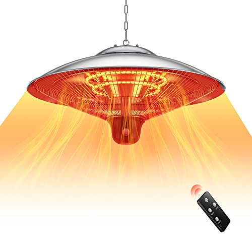 Danluke 500/1000/1500W Remote control electric heater outdoor,Ceiling-Mounted Heater, Electric Outdoor Heater,Ceiling Mounted Heater for Balcony,Hanging Outdoor Heater
