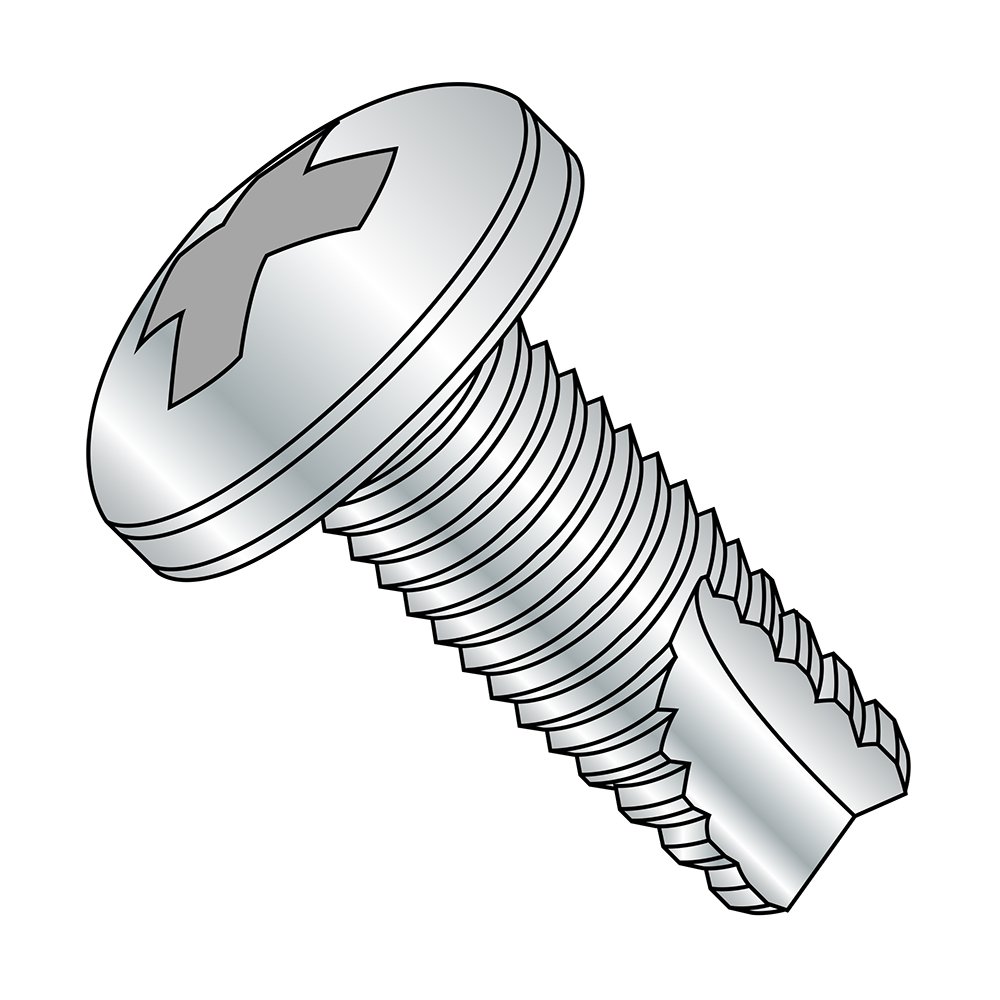 Small Parts 06063PP Steel Thread Cutting Screw, Zinc Plated Finish, Pan Head, Phillips Drive, Type 23, #6-32 Thread Size, 3/8" Length (Pack of 100)
