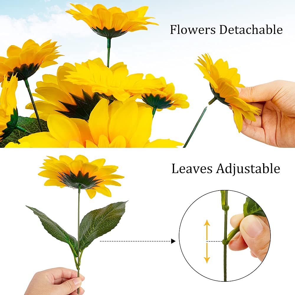 N&T NIETING Artificial Sunflowers, 20Pcs Fake Silk Sunflower Heads with Stems for DIY Crafts Wedding Party Home Garden Decorations