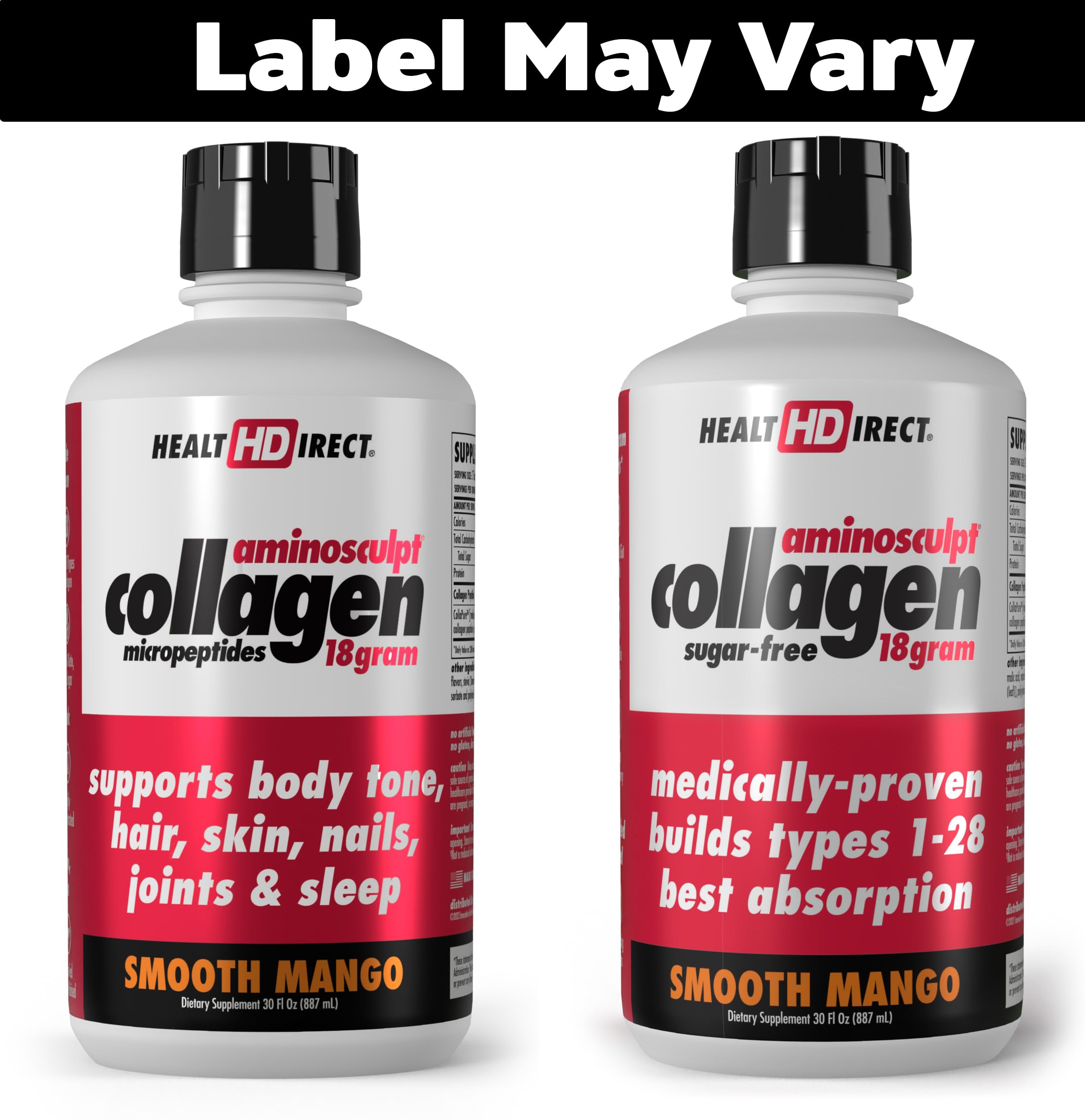 HEALTH DIRECT AminoSculpt Sugar-Free Collagen Supplement - High Potency Medical-Grade Protein for Hair, Skin, Nails & Joints, Grass-Fed, Non-GMO, Liquid Collagen - Smooth Mango - 30 Fl Oz