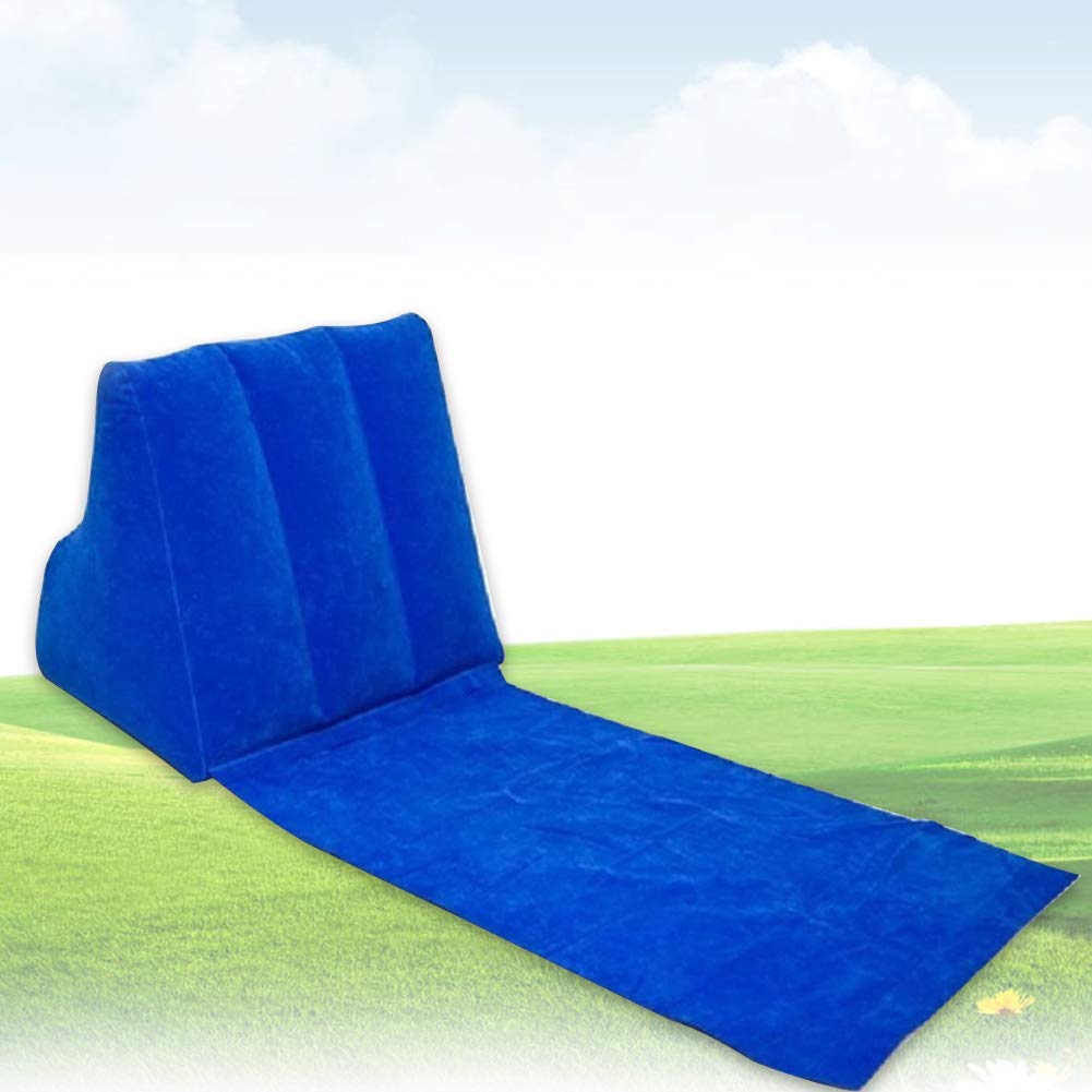 Beach Chairs with Backrest Inflatable Sun Lounger Beach Mat Waterproof Portable Travel Inflatable Lounger for Camping Picnic(Blue)