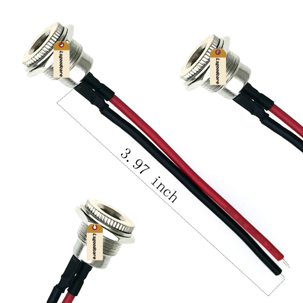 Lsgoodcare 10Pack 5.5 x 2.1 MM 10A DC Power Jack Socket Dc-099 30V Threaded Female Mount Connector Adapter with 3.94Ich 18Awg Cable