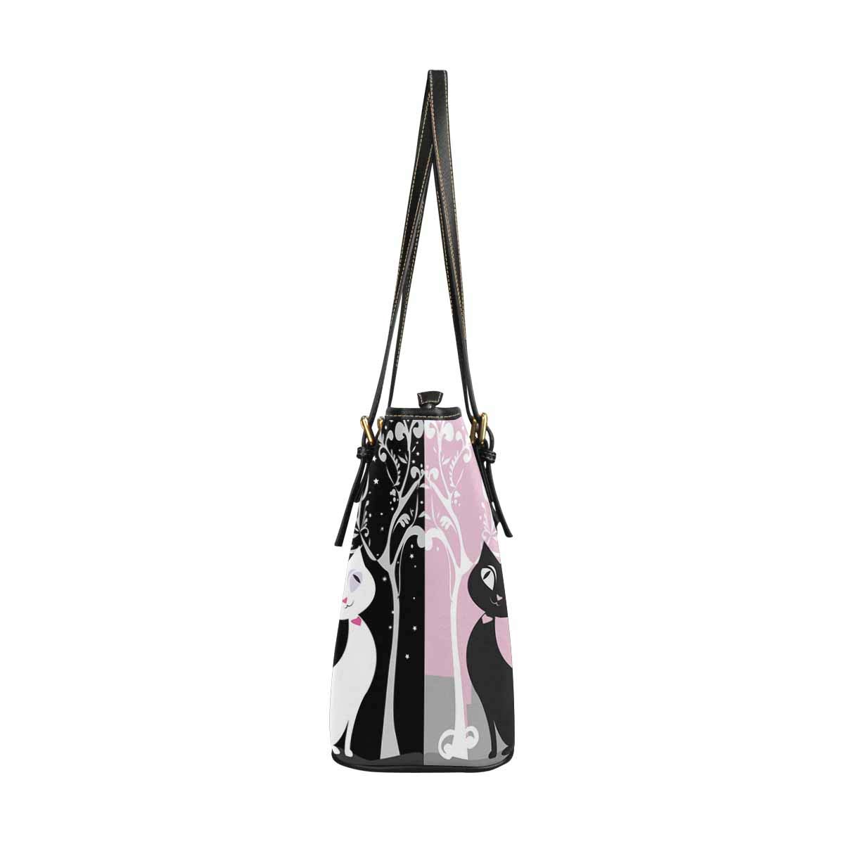 InterestPrint Tote Bags Women's PU Leather Handbags Ladies Shoulder Bag Valentine's Day Lover Cats