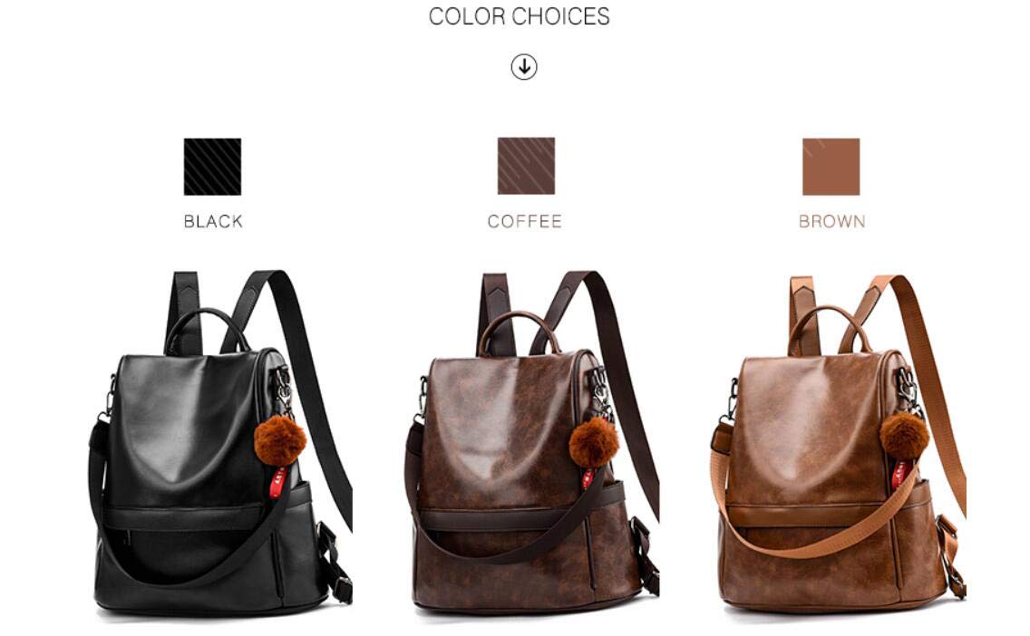 NAITOKE Women Backpack Purse PU Leather Anti-theft Lightweight Ladies Travel Backpack,6766-Brown