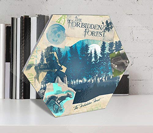 Harry Potter – Forbidden Forest – Watercolor Collage - 11.5” X 10” Hexagon Shaped KNEXAGON Wood Print – Hang Alone or Connect to Other Pieces – Officially Licensed Merchandise
