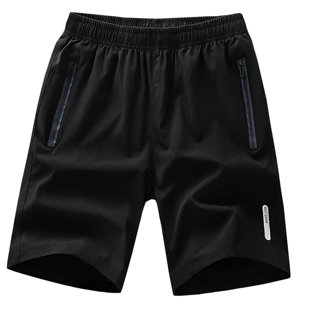 Bmuy Women’s Loose-fit Quick Dry Lightweight Workout Training Sports Shorts Zipper Pocket Black L