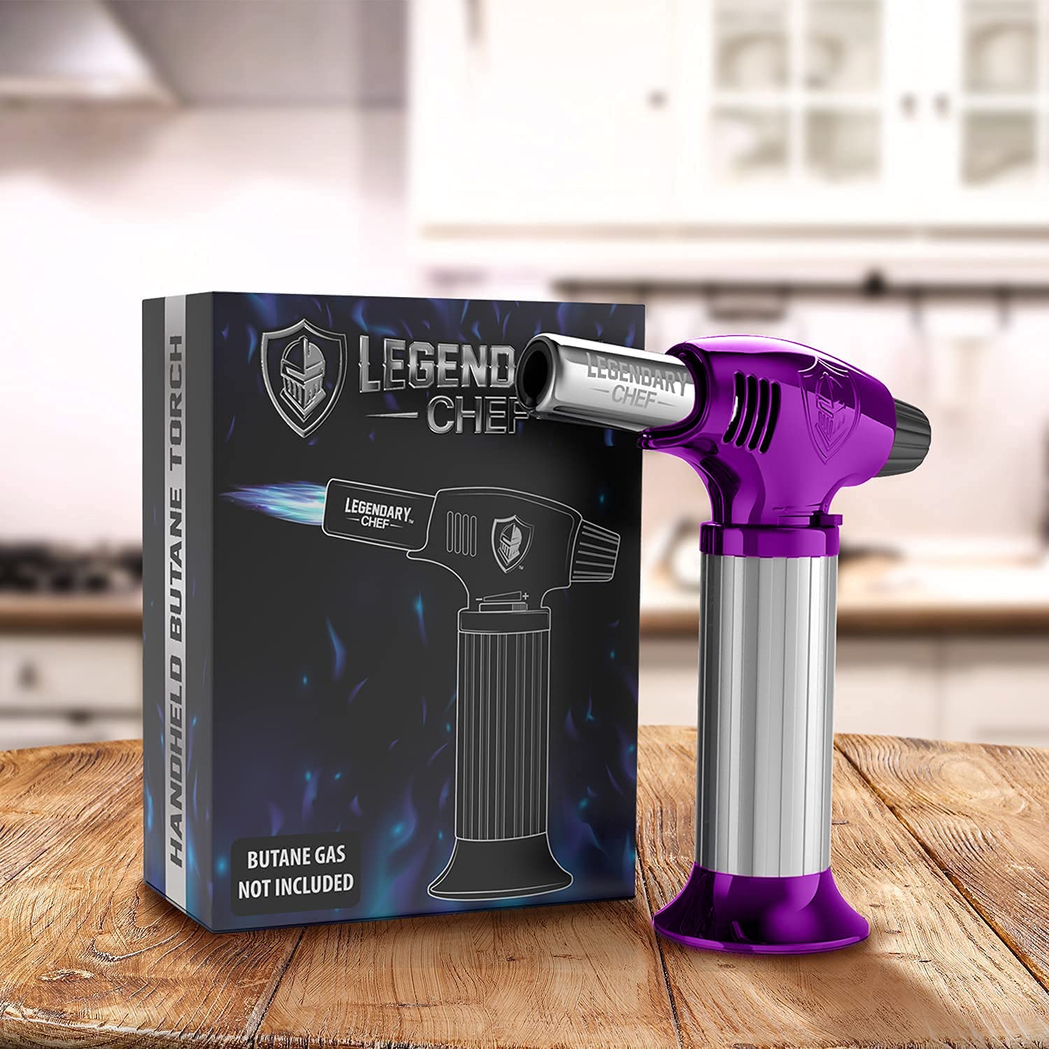 Culinary Cooking Torch - Kitchen Food Torch for Creme Brulee, Baking, Desserts and Searing- Butane Torch Lighter, Blow Torch for Cooking with Lock and Adjustable Flame (Butane Gas Not Included) Pink