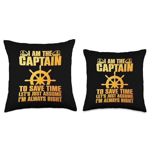 Boat Captain Gift First Mate Accessories & Stuff Cool Captain for Men Women Pontoon Boat Owner Throw Pillow, 16x16, Multicolor