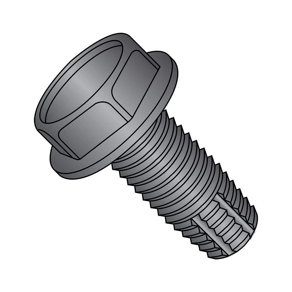 Small Parts 1408FWB Steel Thread Cutting Screw, Black Oxide Finish, Hex Washer Head, Type F, 1/4"-20 Thread Size, 1/2" Length (Pack of 50)