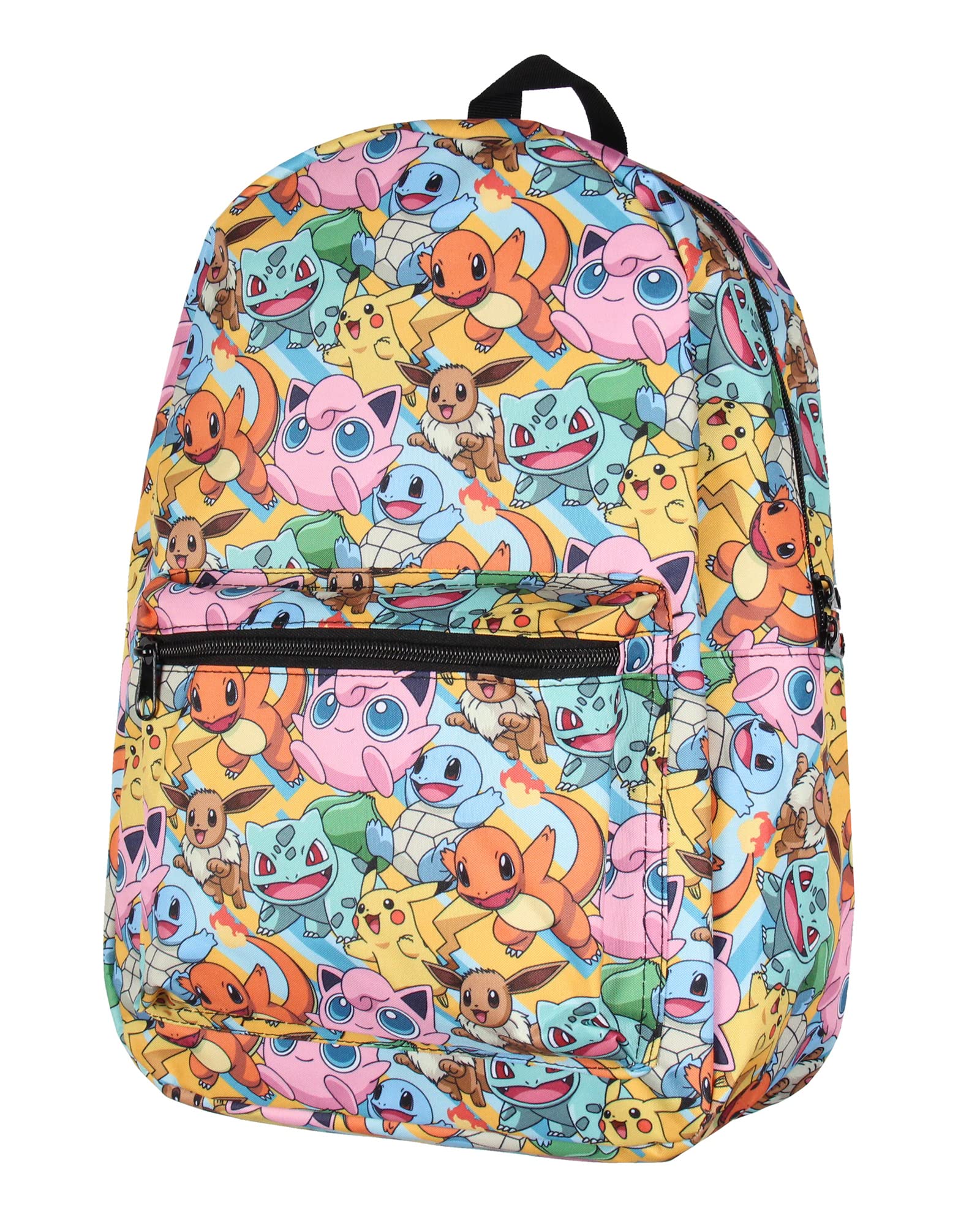 Bioworld Pokemon Backpack Pikachu Squirtle Jigglypuff Eevee Bulbasaur Charmander Laptop School Travel Backpack