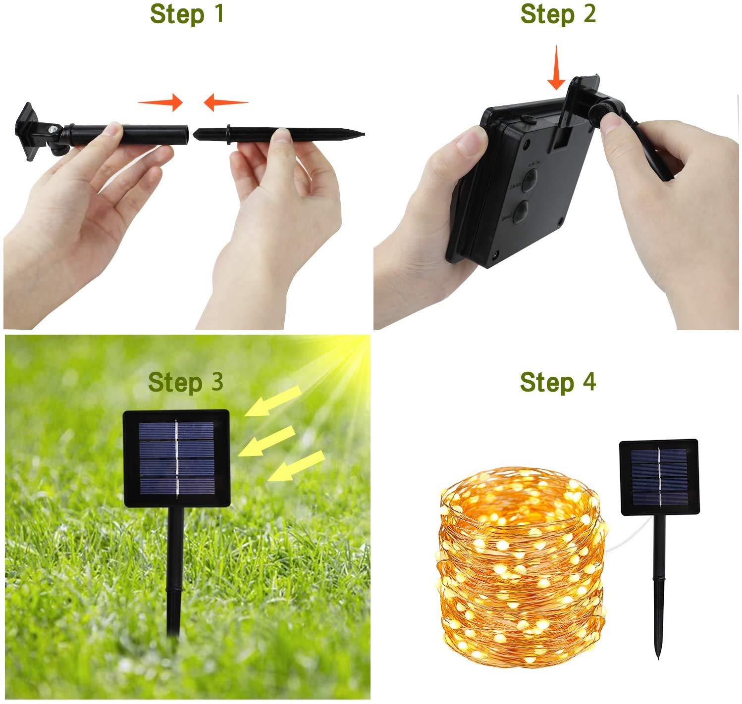 Solar String Lights 36FT 100LED,Waterproof Indoor Outdoor Lighting for Garden,Copper Wire 8 Modes Fairy Lights for Home Decor Patio Garden Party (Warm White)