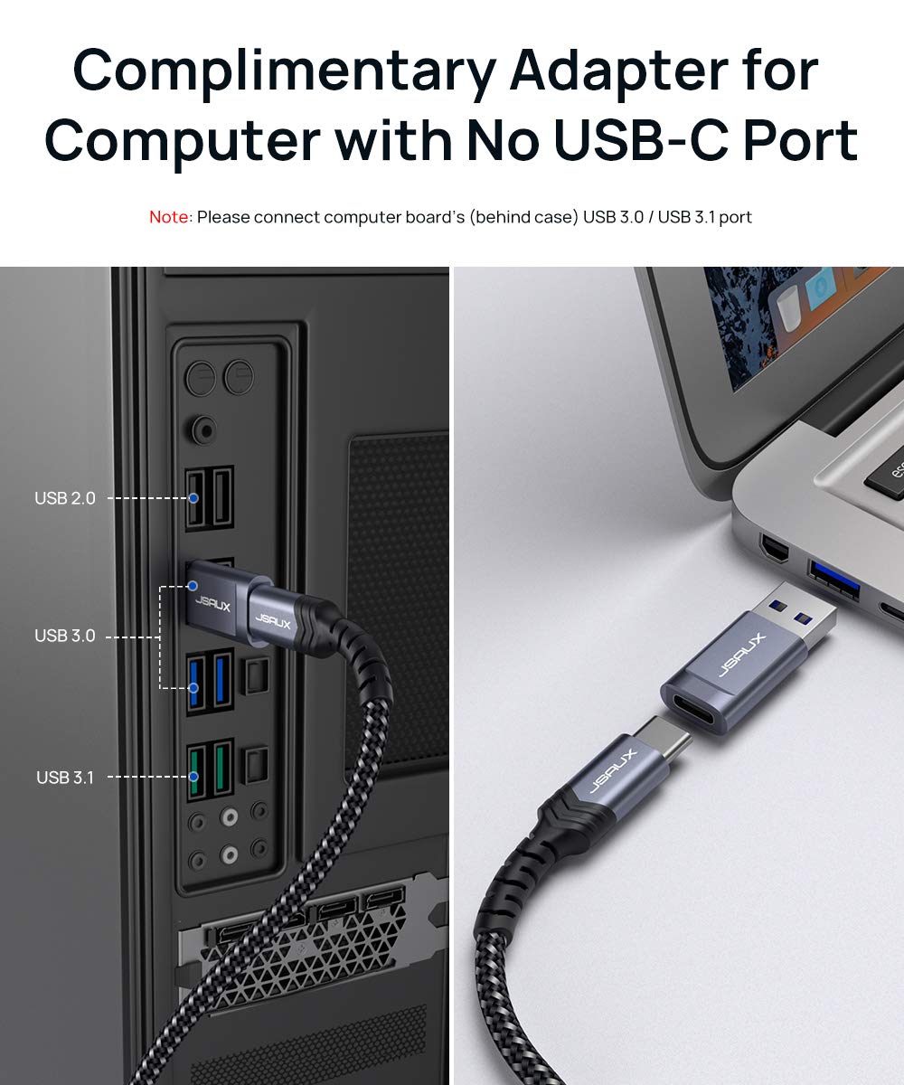 JSAUX 2-in-1 Link Cable 10 FT Compatible with Meta/Oculus Quest 3/2 Accessories & PC/Steam VR, USB 3.0 High Speed PC Data Transfer Adapter, Compatible with VR Headset, Gaming PC, Quest 3 & 2 & 1 -Grey