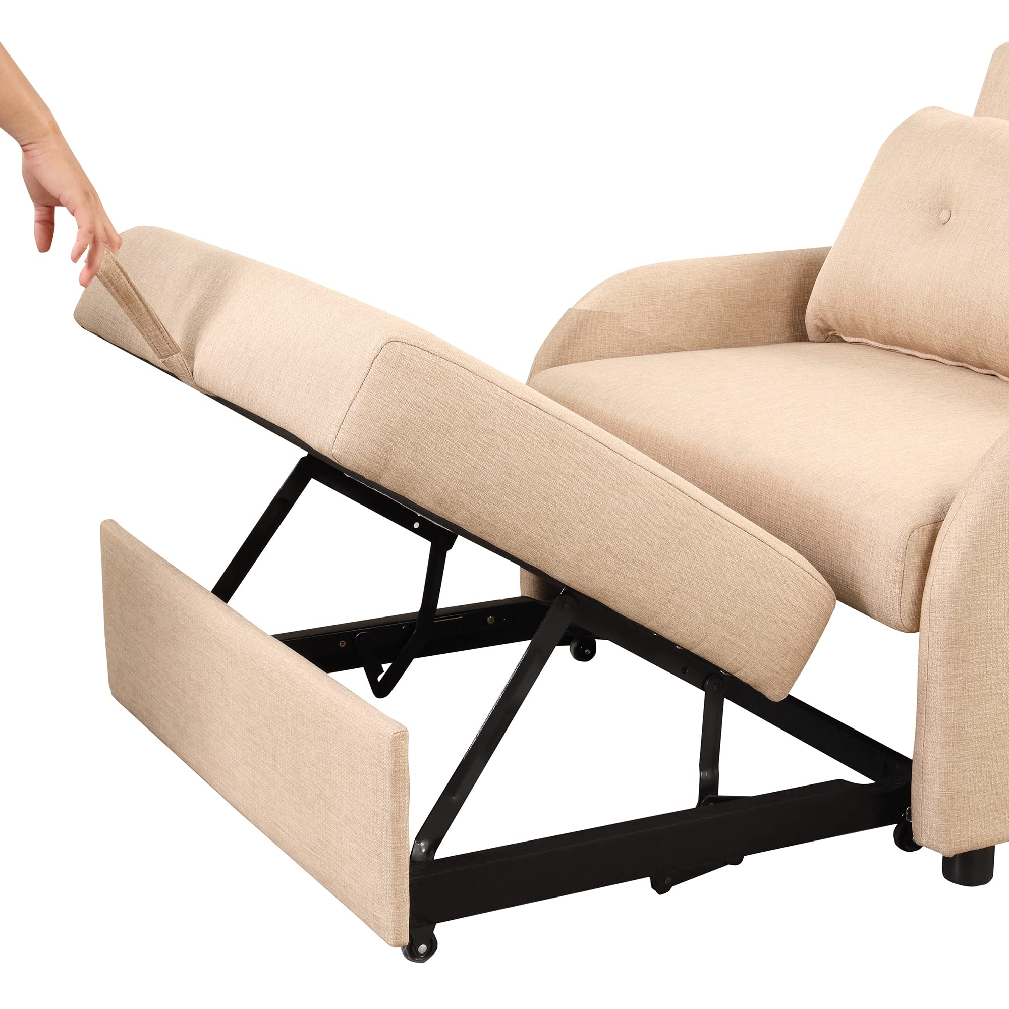 Merax Convertible PU Leather Sleeper Sofa Bed, 51" Modern Adjustable Pull Out Bed Lounge Chaise Oversized Armchair with 2 Side Pockets for Home Office