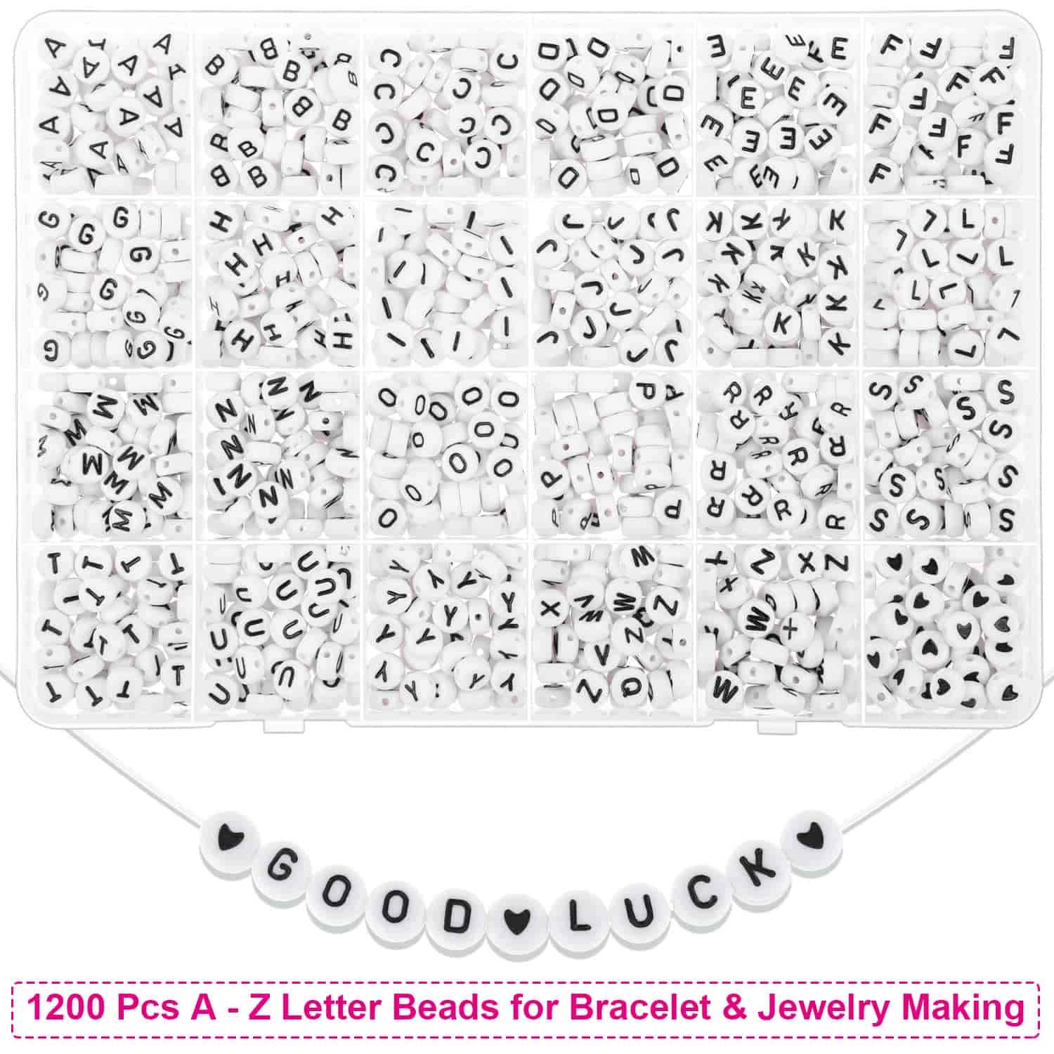 Beads for Bracelets, Cridoz 2800 Pcs 4mm Small Pony Beads with 1200 Pcs Alphabet Letter Beads for Jewelry Bracelets Making