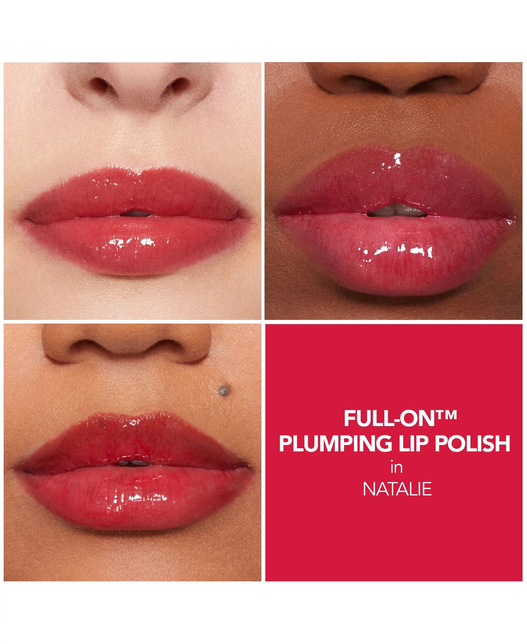 Buxom Full-On Plumping Lip Polish, Tinted Lip Plumper Gloss, Plumping Formula with Peptides & Vitamin E, Moisturizing Lip Plumping Gloss, Reds, Mauves & Reds