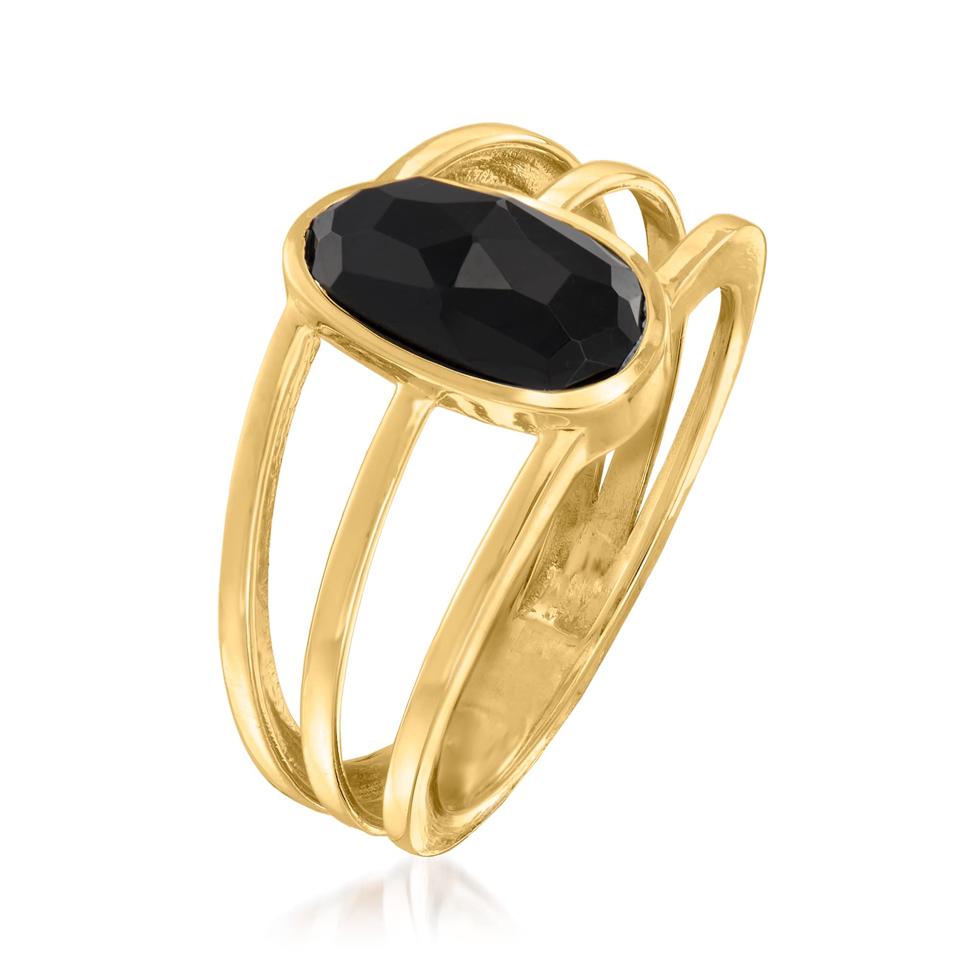 Canaria Onyx Open-Space Ring in 10kt Yellow Gold. Size 8