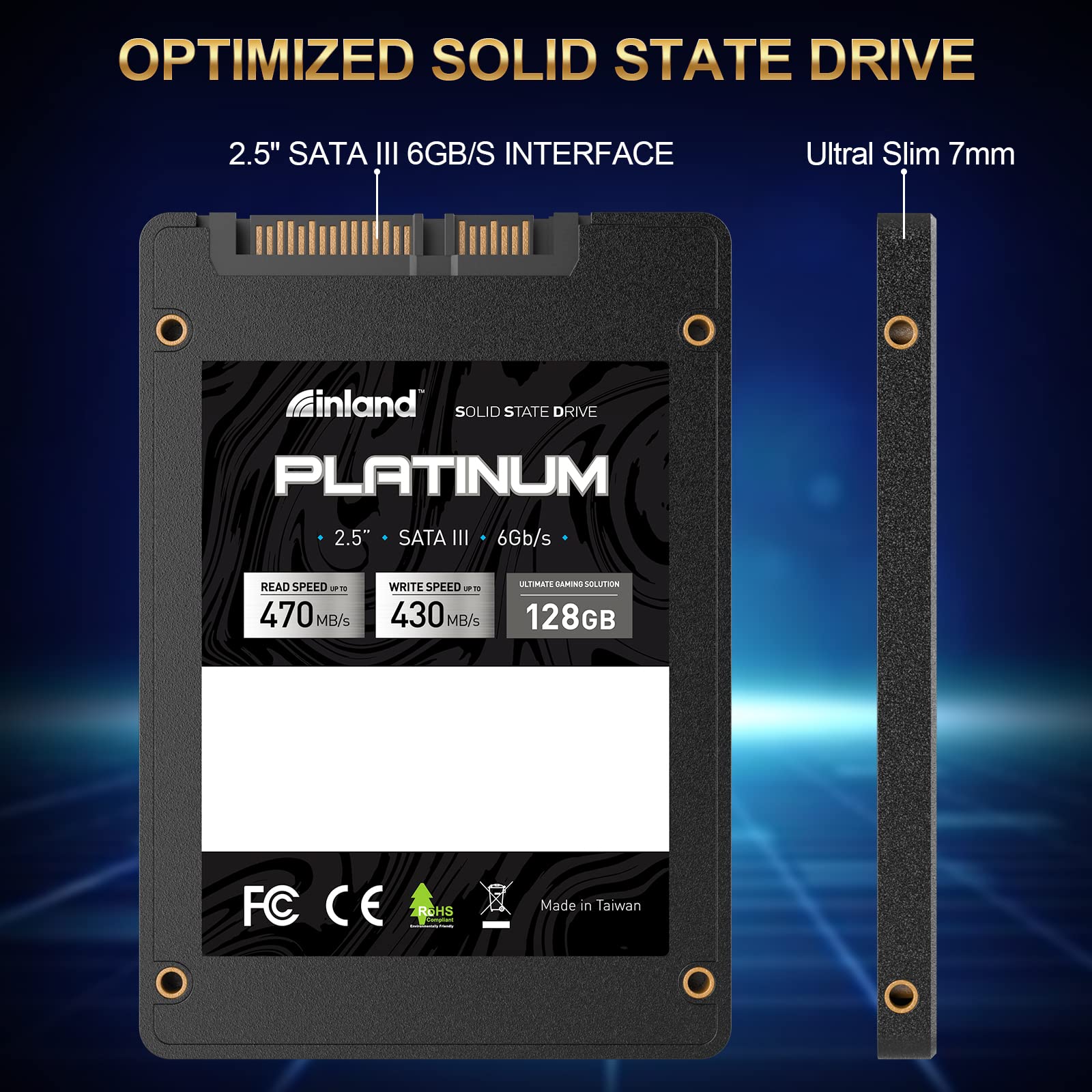 INLAND Platinum 3 Pack 128GB SSD SATA III 6Gb/s 2.5" 7mm TLC 3D NAND Internal Solid State Drive (128GB x 3)
