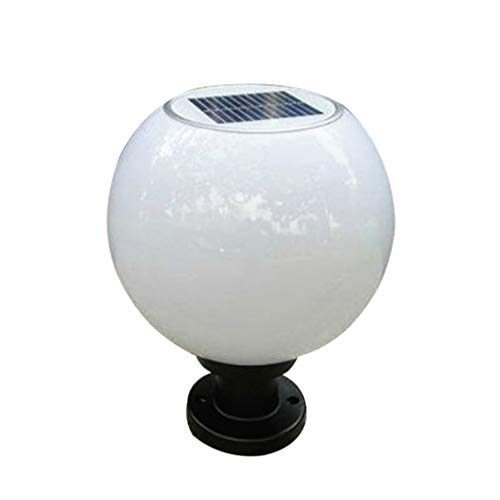 SOLUSTRE Round Ball Waterproof Solar Outdoor Column Lamp Villa Fence LED Post Light Courtyard Garden Lawn Street Lights External Landscape Patio Pillar Lighting Fixture