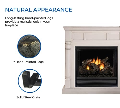 ProCom PCNSDS24RT Dual Fuel Ventless Fireplace Logs Set with Remote Control, Use with Natural Gas or Liquid Propane, 32000 BTU, Heats up to 1100 Sq. Ft, Realistic Painted, 24 Inches