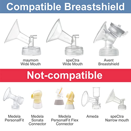 Maymom Milkbag Adapter, Widemouth 2nd Generation; Compatible with Spectra Avent Pumps; Most Milkbags inc. Lansinoh Bags;Do Not Use Microwave or Steamer Bag to Sanitize; 2pc