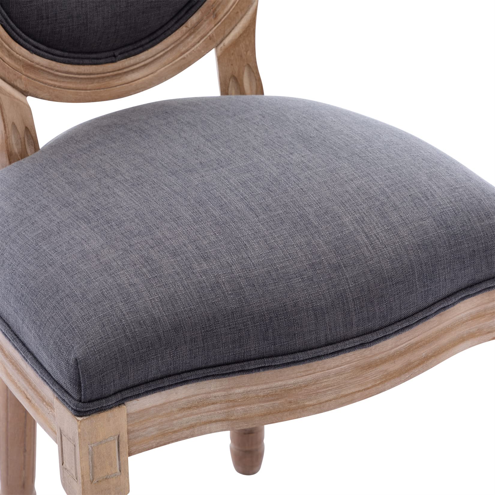 Bellemave Dining Chairs Set of 2 French Country Upholstered Dining Chairs Farmhouse Side Chairs with Solid Wood Frame for Living Room, Kitchen, Restaurant, Dark Gray